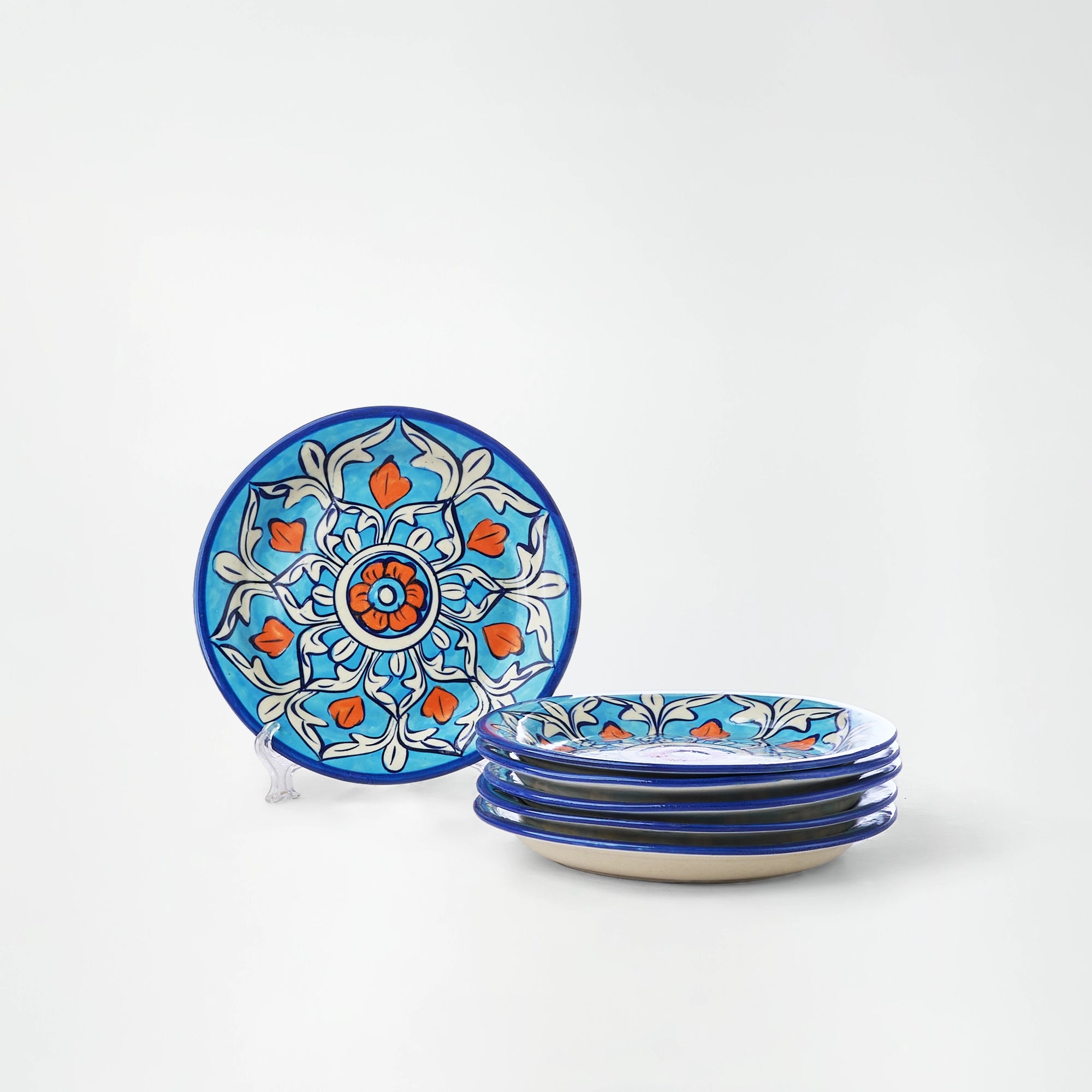 Shop Handmade Ceramic Floral Half Plates Set Online In Pakistan – TEVTA ...