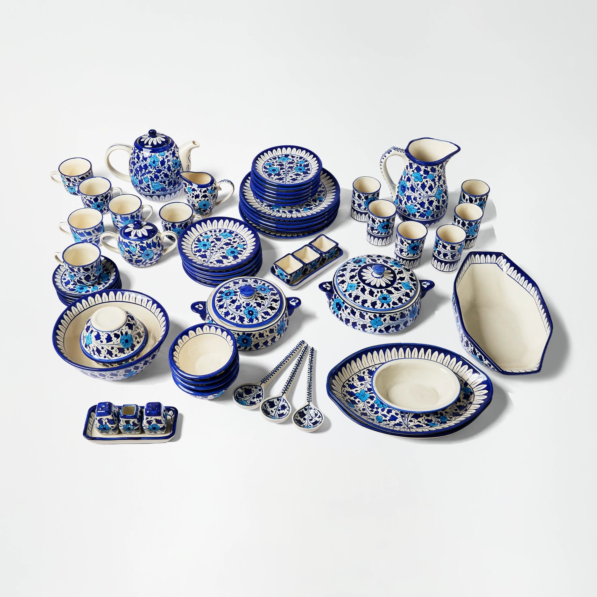 Shop Ceramic Blue Pottery Dinner Set Online In Pakistan – TEVTA ...